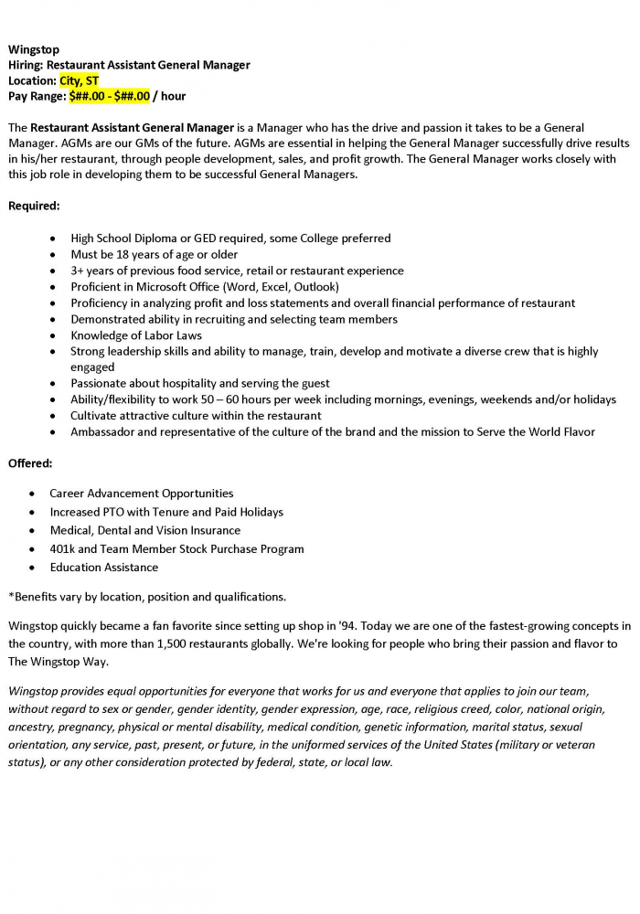 WingStop Brand Partners - PostMy.Jobs