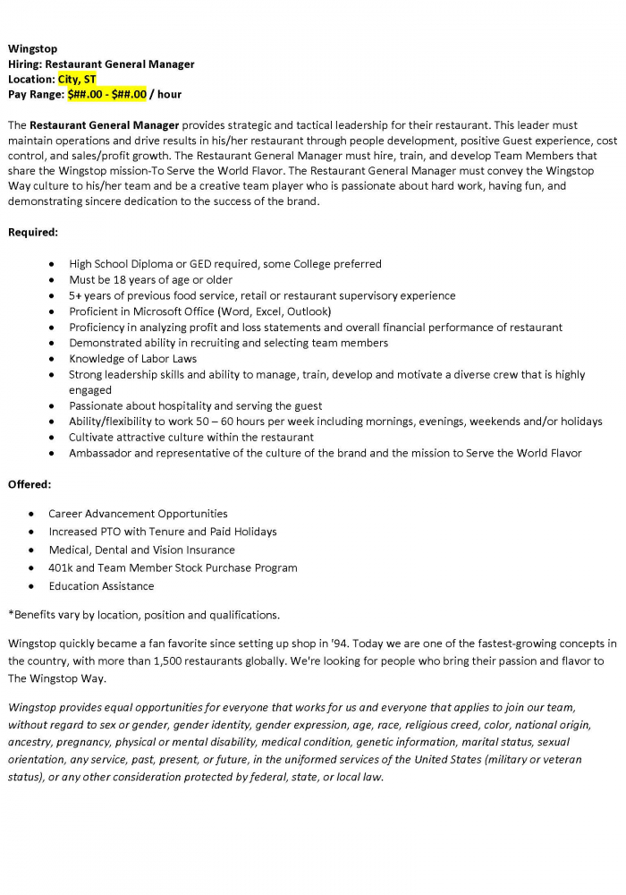 WingStop Brand Partners - PostMy.Jobs